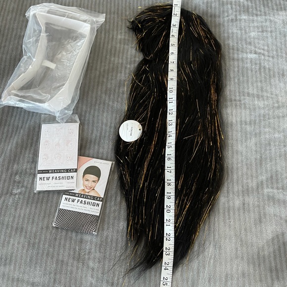 Dolls Kill | Accessories | Gold Black Tinsel Metallic Hair Wig ...